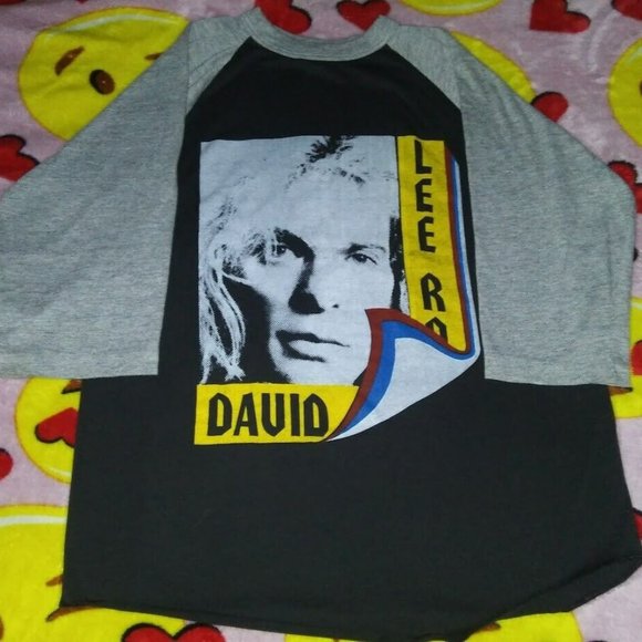 Vintage | Shirts | Vintage Rare 8s David Lee Roth Van Halen 34 Raglan ...
